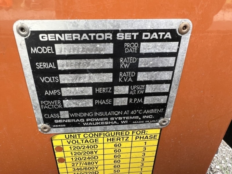 2001 Generac 2000 Generator | J. Stout Auction
