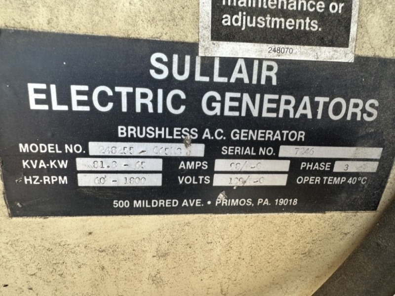 Sullair 65 KW Generator | J. Stout Auction