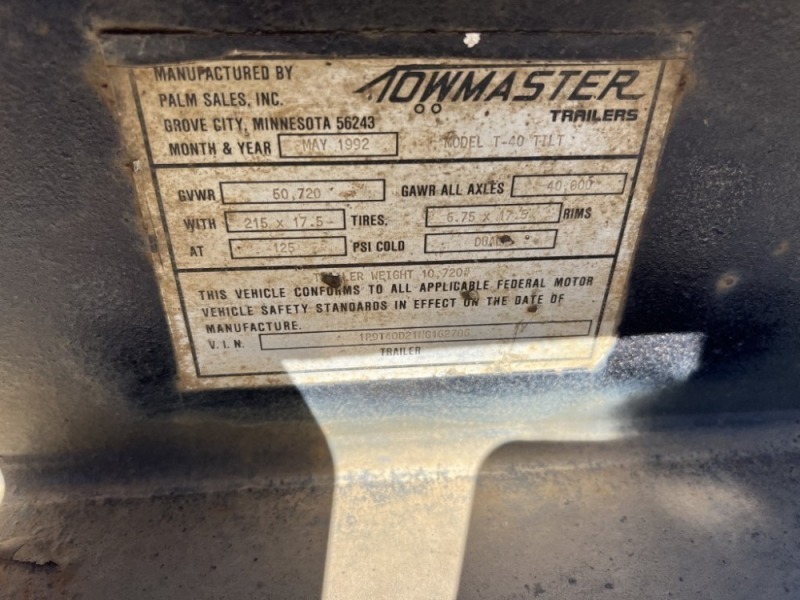 1992 Towmaster T-40 T/A Equipment Trailer | J. Stout Auction