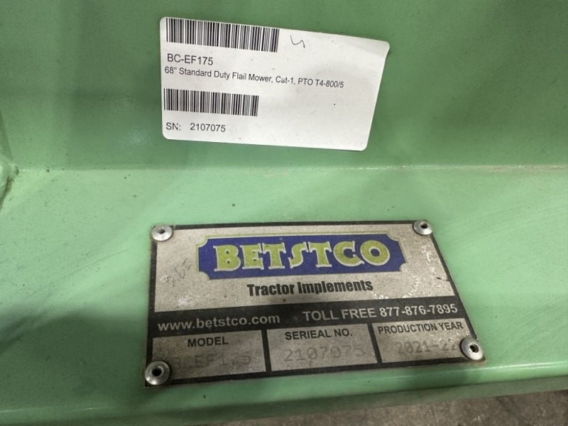 2021 Betstco BCEF175 68 Flail Mower | J. Stout Auction