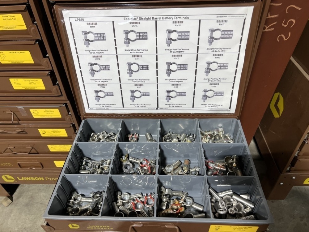 Bolt Bins (5), Hose Clamp Rack, Cabinet | J. Stout Auction